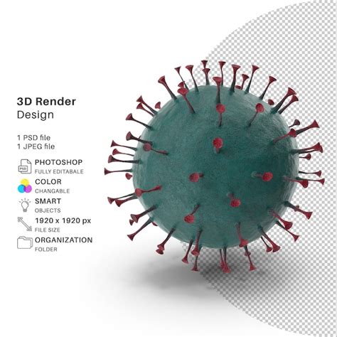 Premium Psd Abstract Virus Structure 3d Modeling Psd File Realistic Virus