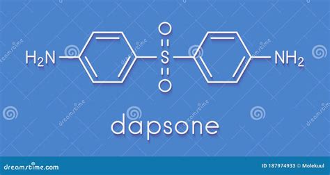 Dapsone Molecule Structural Chemical Formula Ball And Stick Model