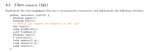 41 Class Linkedlist 1pt Implement The Class