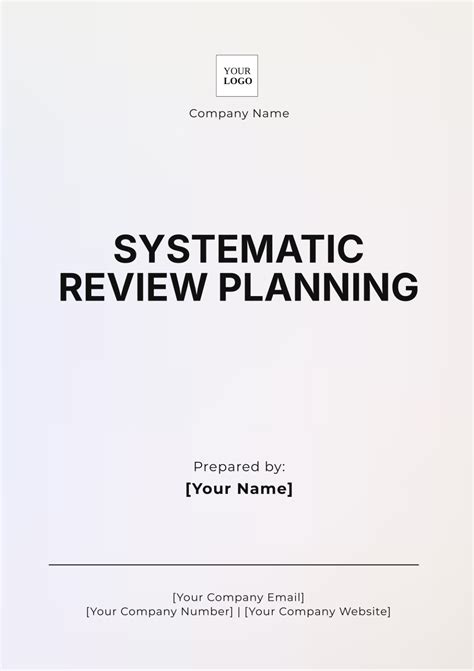 Free Systematic Review Planning Template To Edit Online