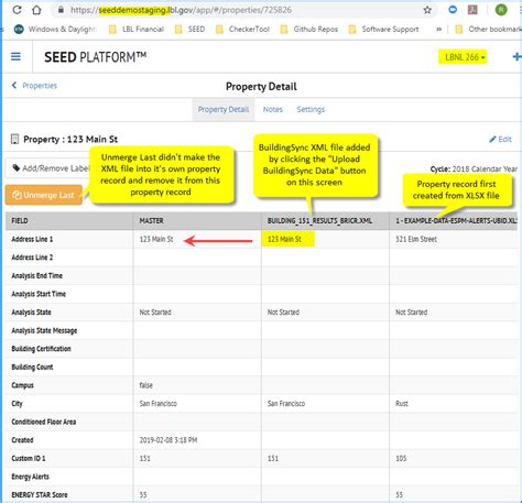 Unmerge Last Doesn T Work For BuildingSync XML Files Issue SEED Platform Seed GitHub