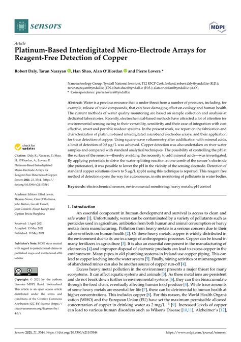 Pdf Platinum Based Interdigitated Micro Electrode Arrays For Reagent