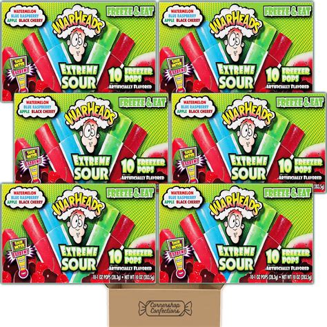 Warheads Freezer Pops 60 Count Assorted Variety Pack 6 Boxes Of 10