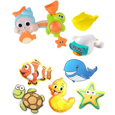 Набор игрушек для купания S+S Набор 8в1: Мельница. заводная черепашка ...