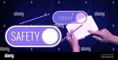 Sign Displaying Safety Business Overview Condition Of Being Protected From Unlikely To Cause