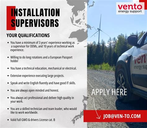 Hiring Joinus Careeropportunity Workingvento Jobs Supervisor Vento Energy Support 20