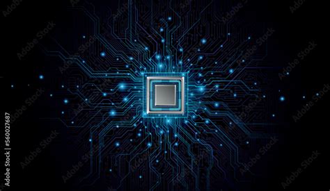 CPU Chip On Motherboard Central Computer Processors CPU Concept Quantum Computer Large Data