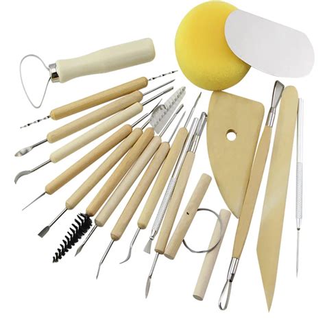 점토 조각 조각 스무딩 왁스 조각 도자기 세라믹 도구 나무 손잡이 모델링 점토 세트 Diy 아트 19 개setset Woodset Tools Aliexpress