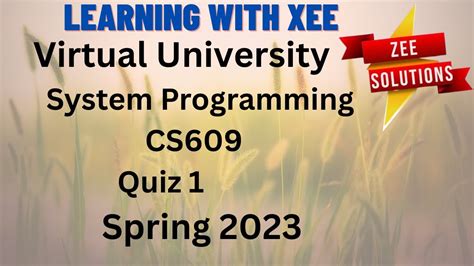Cs609 Quiz 1 Spring 2023 Virtual University Of Pakistan Youtube