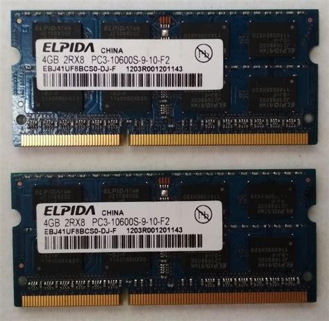 Для Ноутбука 8gb 2x4gb Ddr3 1333mhz Elpida Pc3 10600s 2rx8 Ram