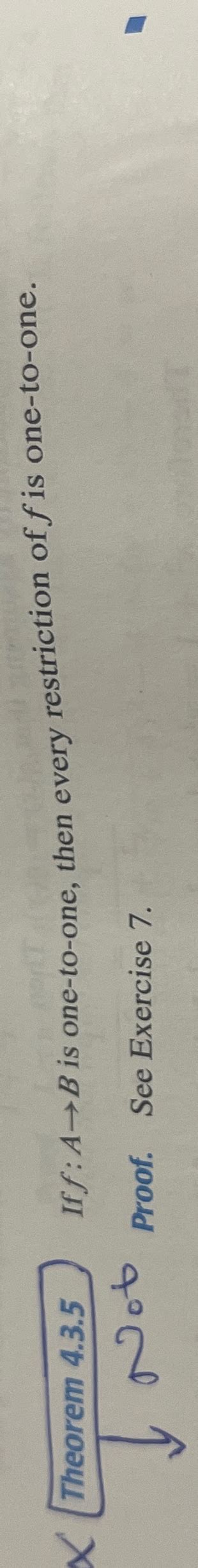solved theorem 4 3 5if f a→b ﻿is one to one then every