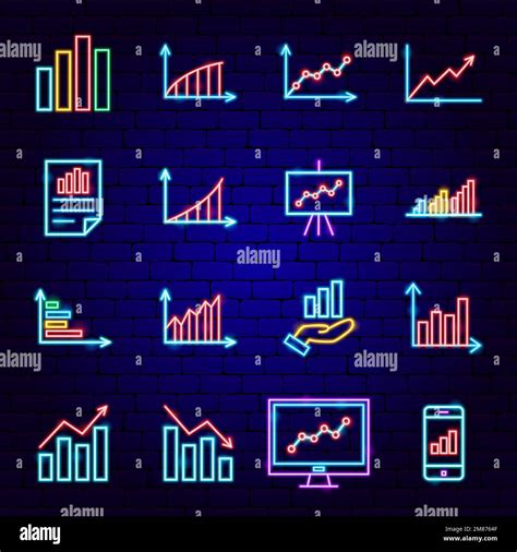 Graph Statistics Neon Icons Stock Vector Image Art Alamy