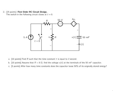 Solved Points First Order RC Circuit Design The Chegg