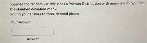 solved suppose the random variable x has a poisson