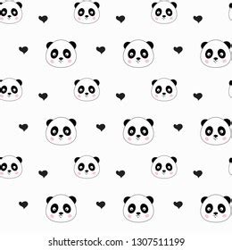 Cute Seamless Pattern Pandas Printing On Stock Vector Royalty Free
