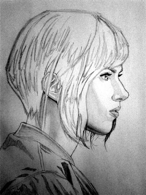 Scarlett Johansson As Major From Ghost In The Shell Drawing By Uzeir