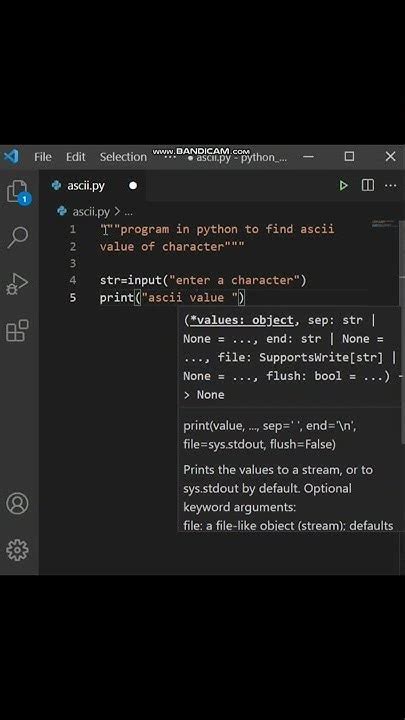 program in python to find ascii value of a character ord function