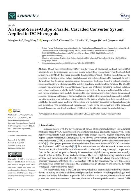 Pdf An Input Series Output Parallel Cascaded Converter System Applied