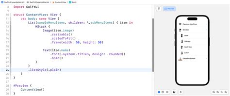 28 building an expandable list view using outlinegroup · mastering swiftui book for ios 17 and