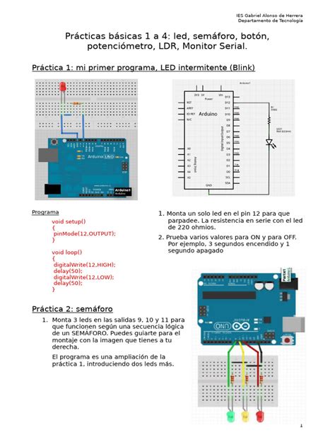 1a4ledssemáforobotónpotenciómetro Pdf Arduino Ingenieria