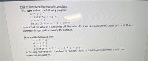 Solved Part Aidentifying Floating Point Problems First