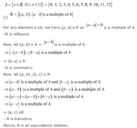 Show That Each Of The Relation R In The Set A X ∈z 0≤x≤12 A X Given By Cbse Class 12