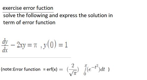 Solved Exercise Error Fuction Solve The Following And Chegg Com