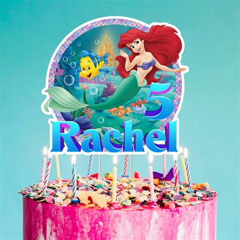 Printable Princess Ariel Cake Topper Princess Ariel Birthday Etsy