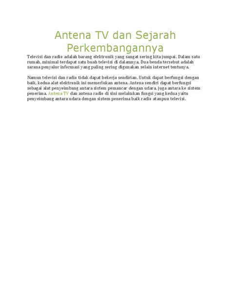 Sejarah Penemuan Antena Tv Pdf Teknologi And Rekayasa