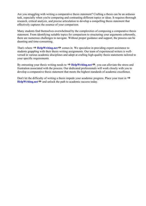 Comparative Thesis Statement Examples By Trine University Issuu