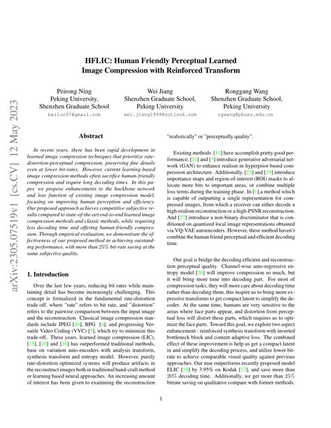 pdf hflic human friendly perceptual learned image compression with reinforced transform