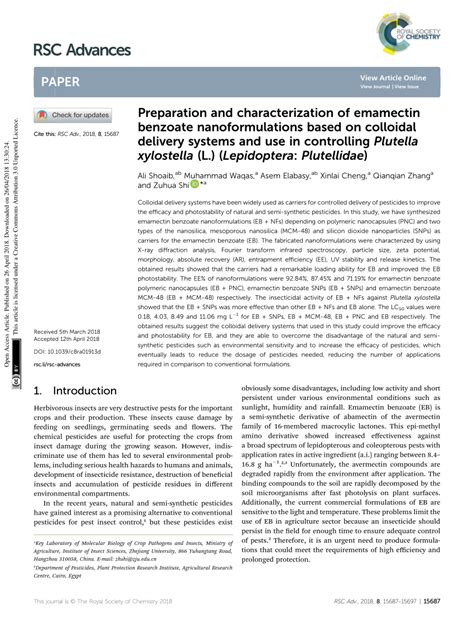 Pdf Preparation And Characterization Of Emamectin Benzoate