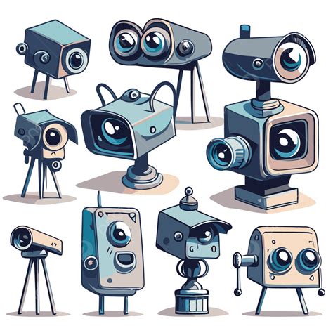 Surveillance Cameras Vector Sticker Clipart An Artistic Set Of Cartoon