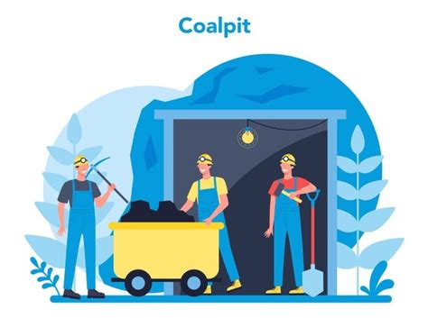 Premium Vector Coal Or Minerals Mining Concept Set