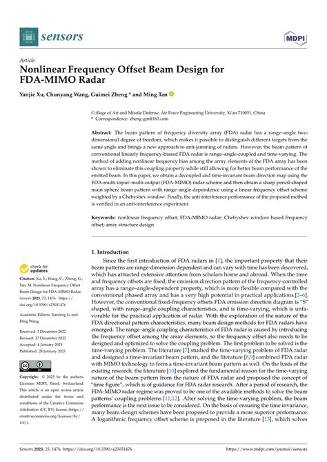 Pdf Nonlinear Frequency Offset Beam Design For Fda Mimo Radar