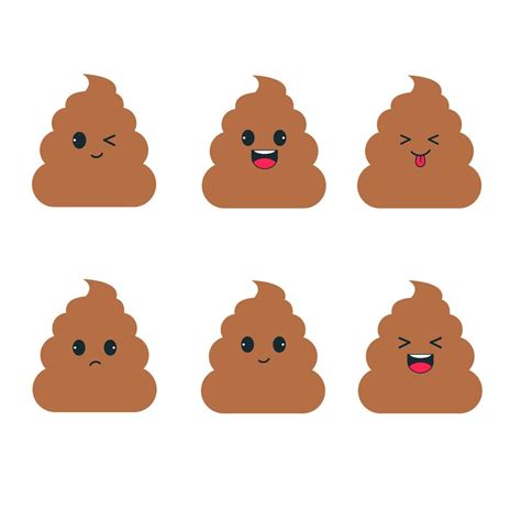 귀여운 행복 미소 똥 귀여운 캐릭터 벡터 일러스트 레이 션 프리미엄 벡터