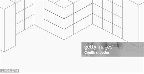 Abstract Black And White Geometric Cube Architecture Line Pattern Background High Res Vector