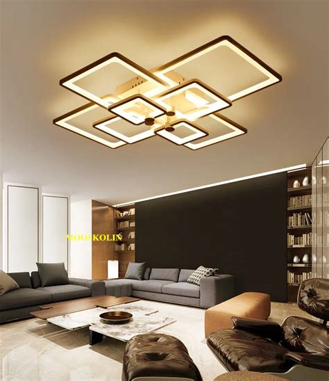 Современный светодиодный потолочный светильник с квадратной рамой для гостиной кухни