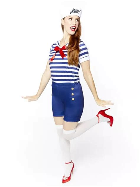 Adulti Ahoy Sailor Abito Fantasioso Cappello Uniforme Mari Donna