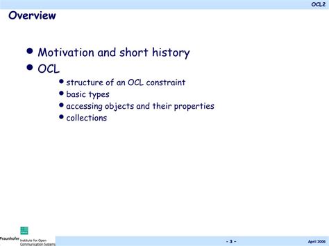 Ppt A Presentation Of Ocl 2 Object Constraint Language Christian Hein Fraunhofer Fokus April