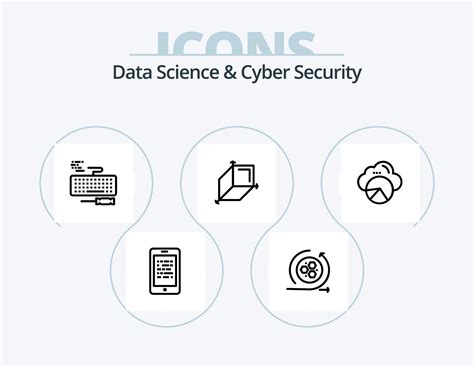 Data Science And Cyber Security Line Icon Pack 5 Icon Design Progress