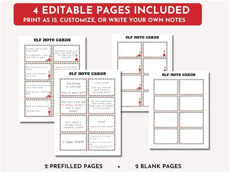 Editable Elf Note Cards Printable Letter From Elf Personalized