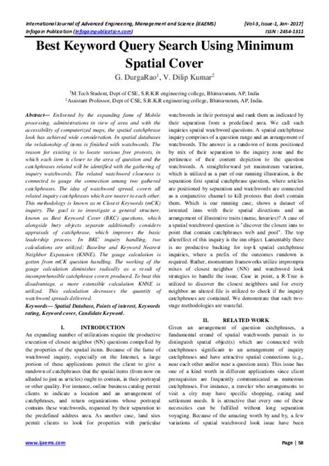 Pdf Best Keyword Query Search Using Minimum Spatial Cover