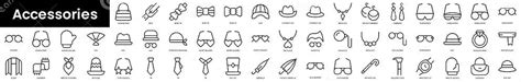 Set Of Outline Accessories Icons Minimalist Thin Linear Web Icon Set Stock Vector