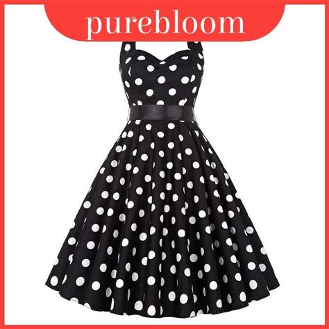 Hepburn Glamorous Audrey s ชดเดรสปารตสวงลายจดสไตลวนเทจ Shopee Thailand