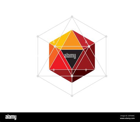 Modern Style Triangular Facet Hexagon With Wire Connection Stock Vector