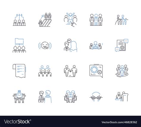 Task Delegation Line Icons Collection Assignments Vector Image