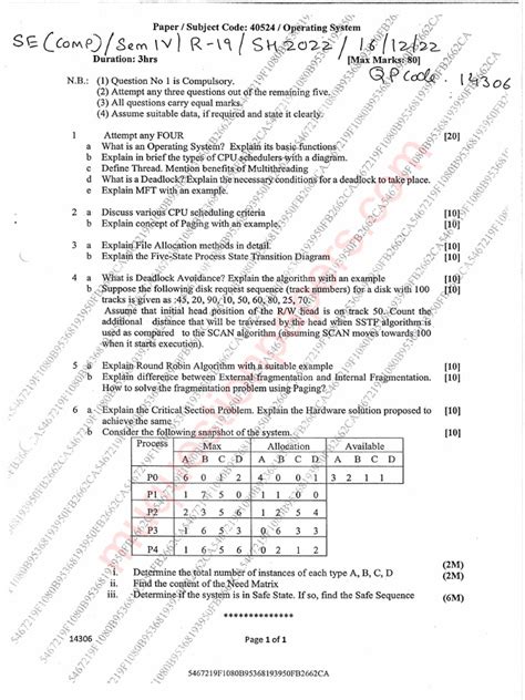 Be Computer Engineering Semester 4 2022 December Operating Systemrev 2019 C Scheme Pdf