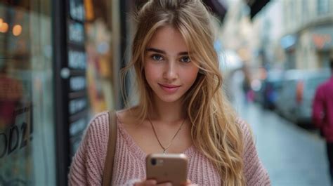 Premium Photo Woman Using Communication Device Generative Ai