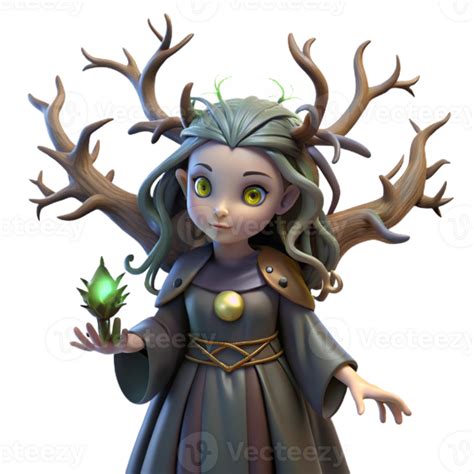 Fantasy Forest Sprite With Antlers 3d Render 56088495 Png
